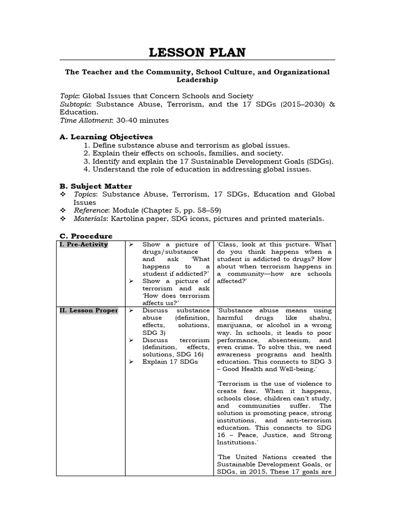 Global Issues in Education: Substance Abuse & SDGs | PDF | Substance ...