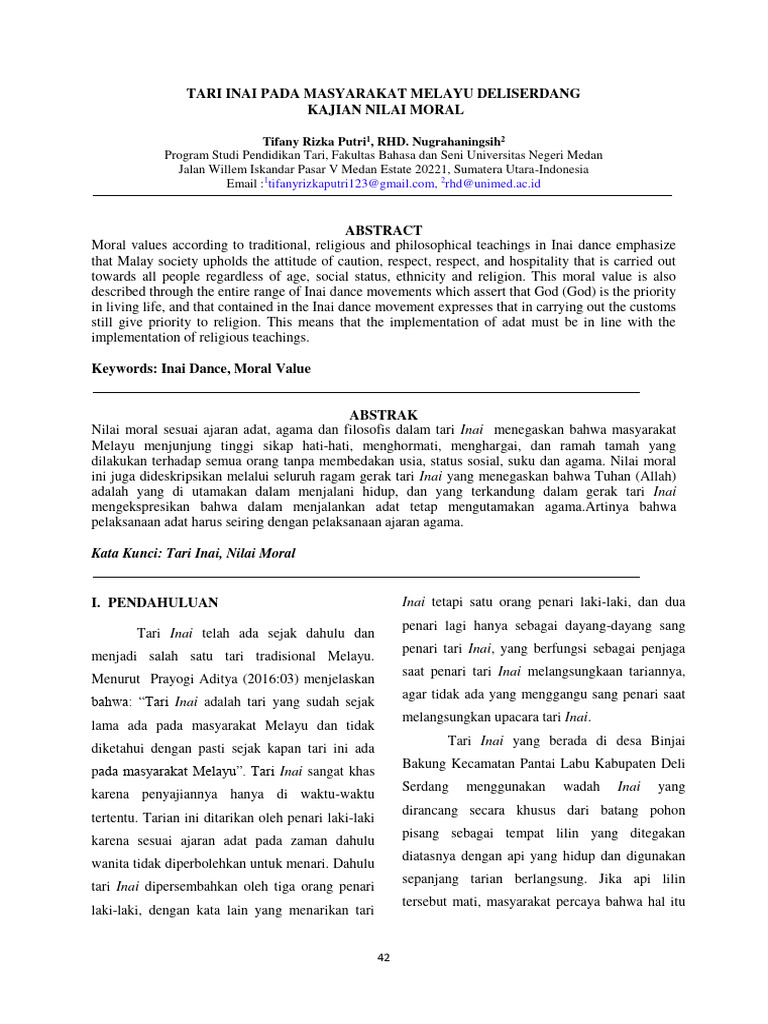 Tari Inai Pada Masyarakat Melayu Deliserdang | PDF
