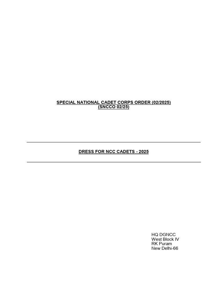 NCC Cadets Dress Code 2025 | PDF | Beard | Hair