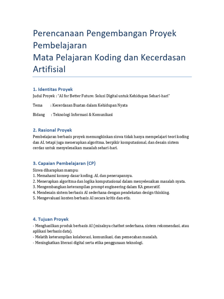 Perencanaan Proyek Koding AI | PDF