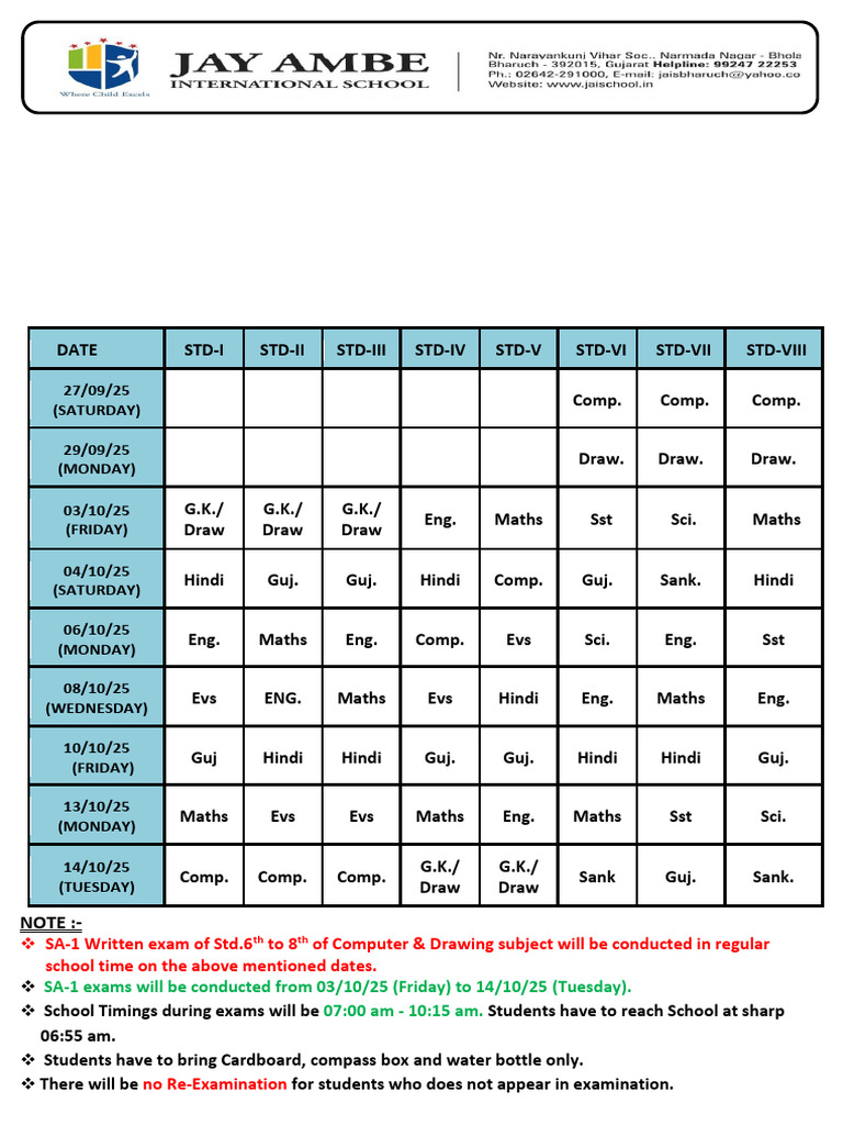 Gseb Eng - Med. Date Sheet, Syllabus & Paper Style Summative Assessment ...