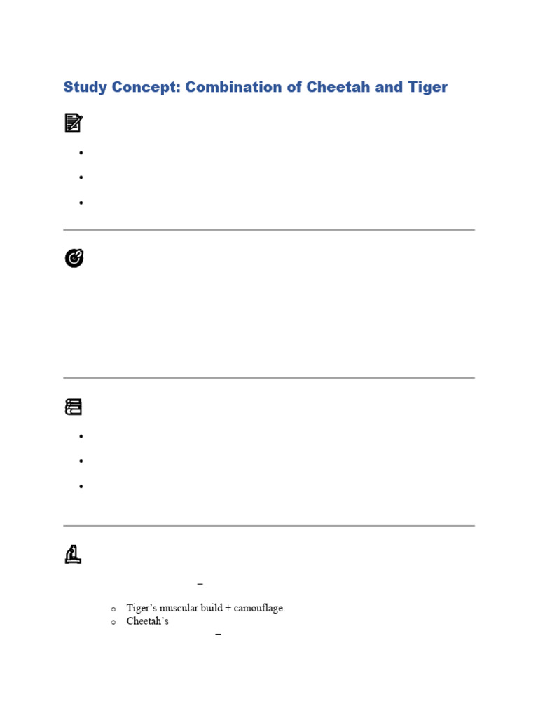 Study Concept Combination of Cheetah and Tiger | PDF | Predation | Tiger