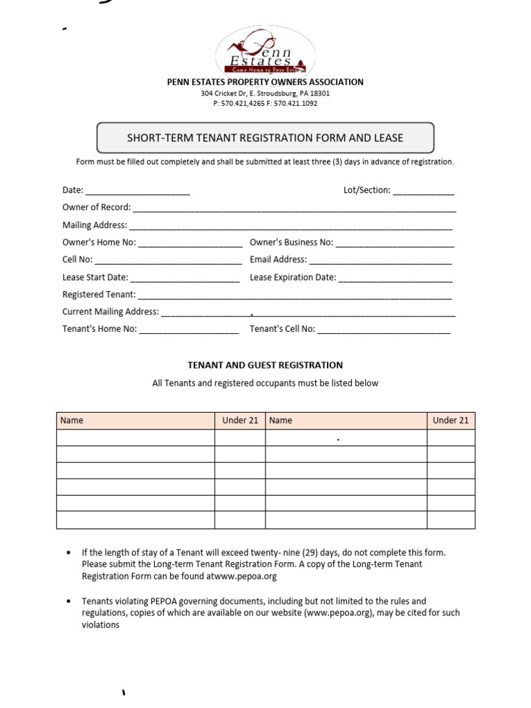 STR Application For Tenants - Fillable (2) - 1 | PDF | Lease ...