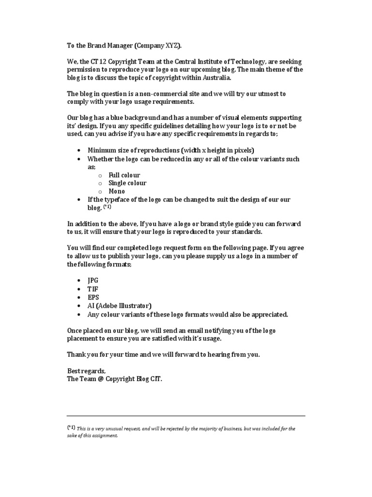 Logo Permission Request | PDF