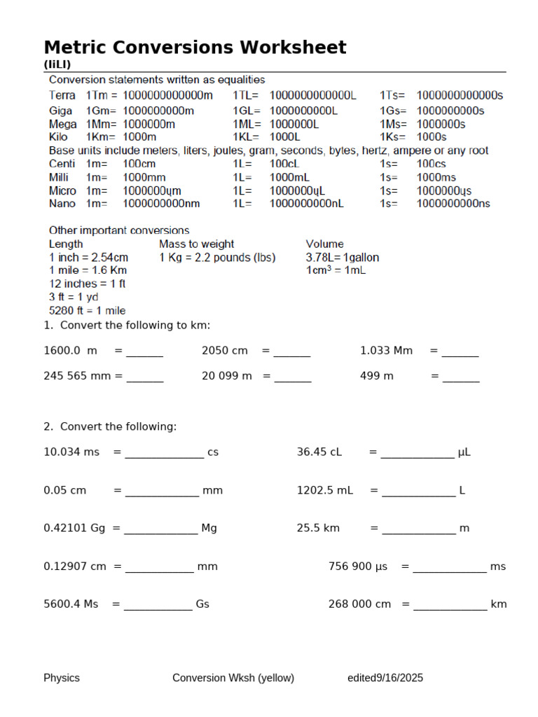 Metric Conversions | PDF