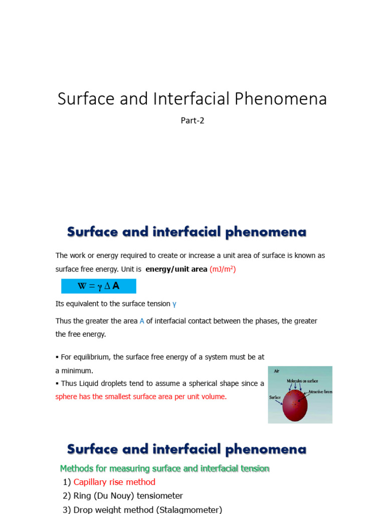 Surface and Interfacial Phenomena Part-2 | PDF | Surface Tension ...