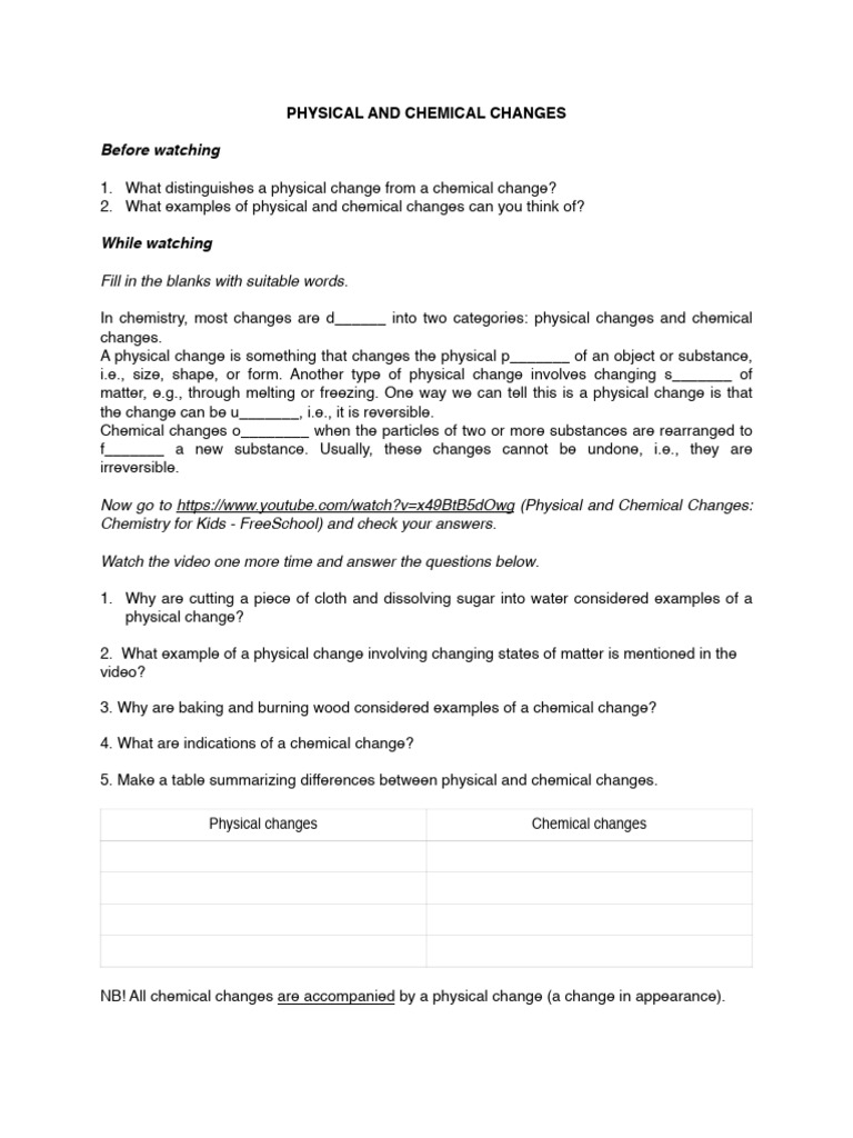 Phys and Chem Changes - S | PDF