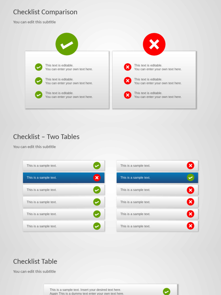 Checklist Comparison Tables Guide | PDF