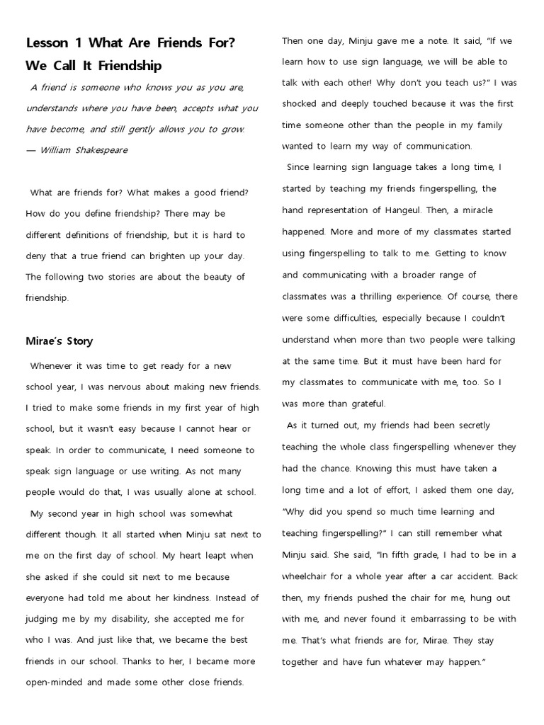 The Essence of True Friendship | PDF