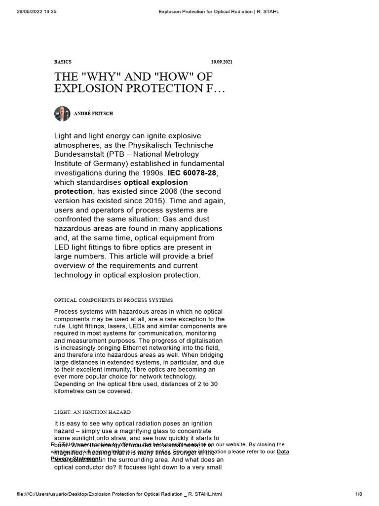 Optical Radiation Explosion Protection | PDF