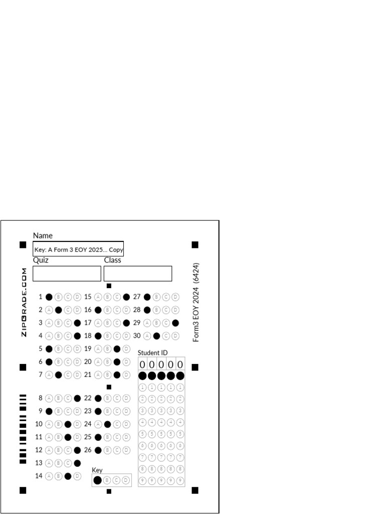 Key - A Form 3 EOY 2025 | PDF