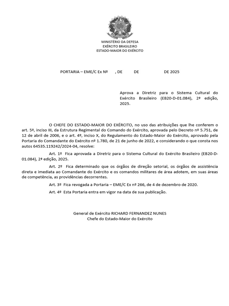 7 JUL 25 - EME - NUP64535.1192422024-04 - Diretriz para o Sistema Cultural Do Exército (EB20-D ...