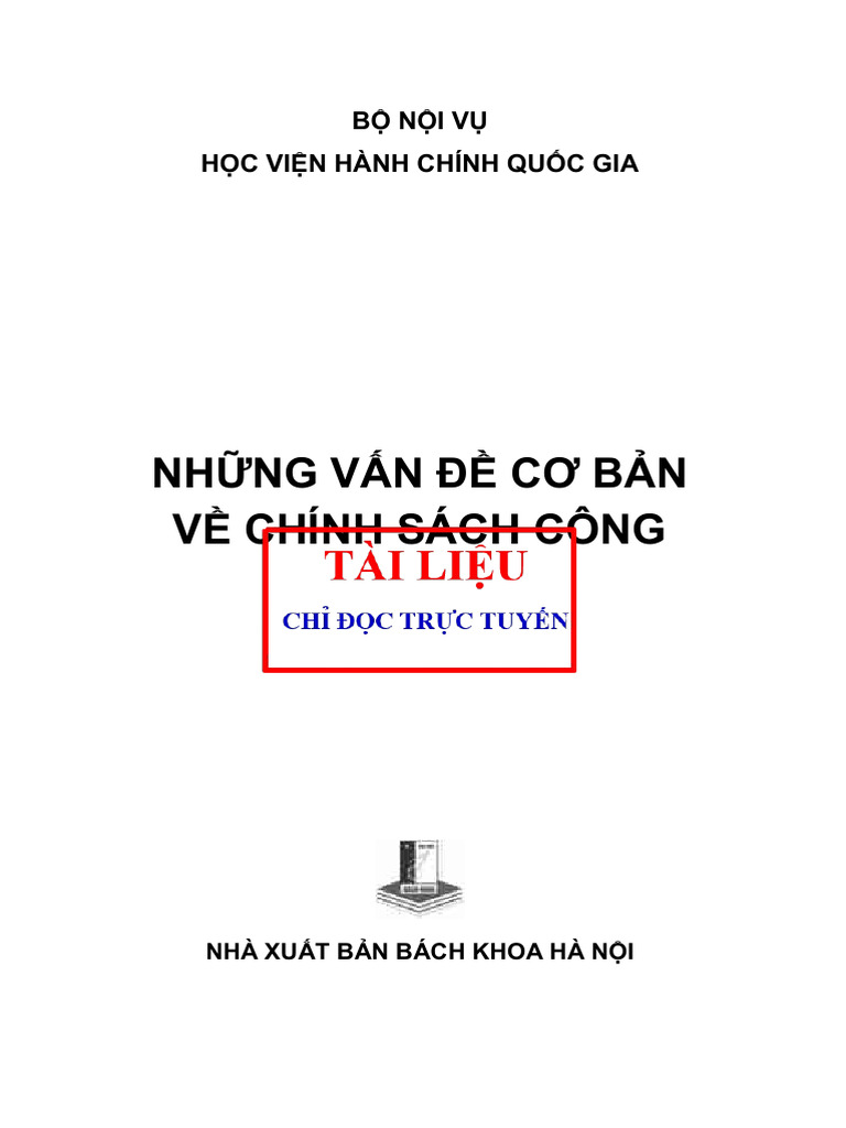 Giao Trinh Nhung Van de Co Ban Ve Chinh Sach Cong-Dang Khac Anh-Bach Khoa Hn-2025 | PDF