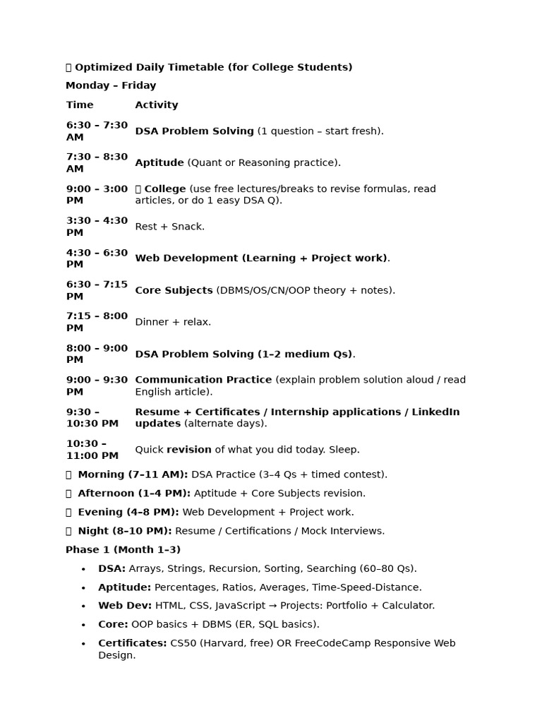 ? Optimized Daily Timetable | PDF | Computing
