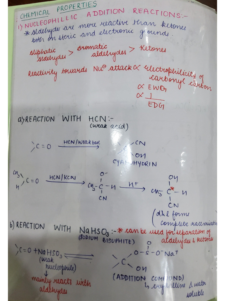 Chemical Reactions of Aldehydes and Ketones | PDF