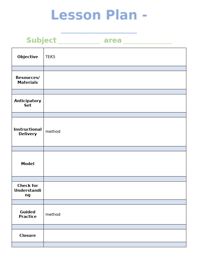 Single Lesson Template | PDF