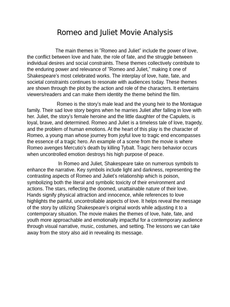 Romeo and Juliet Themes and Symbols Analysis | PDF