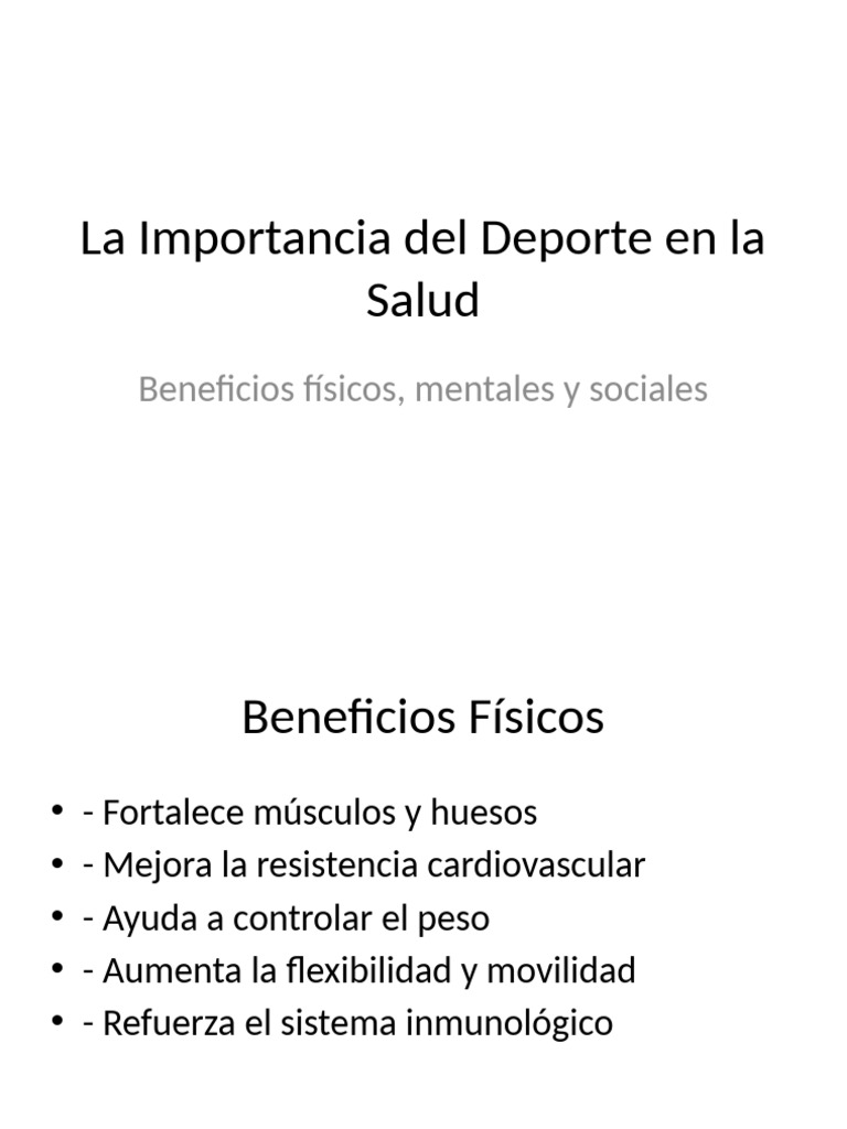 Beneficios del Deporte para la Salud | PDF