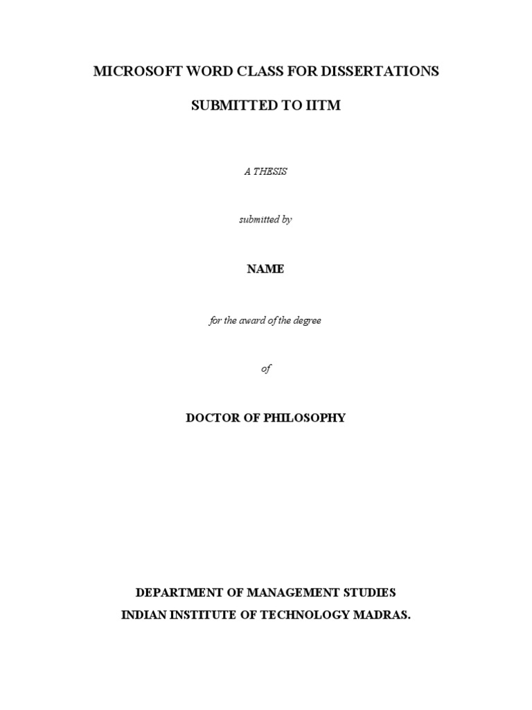 A Template for Thesis Formatting in Microsoft Word for Dissertations ...