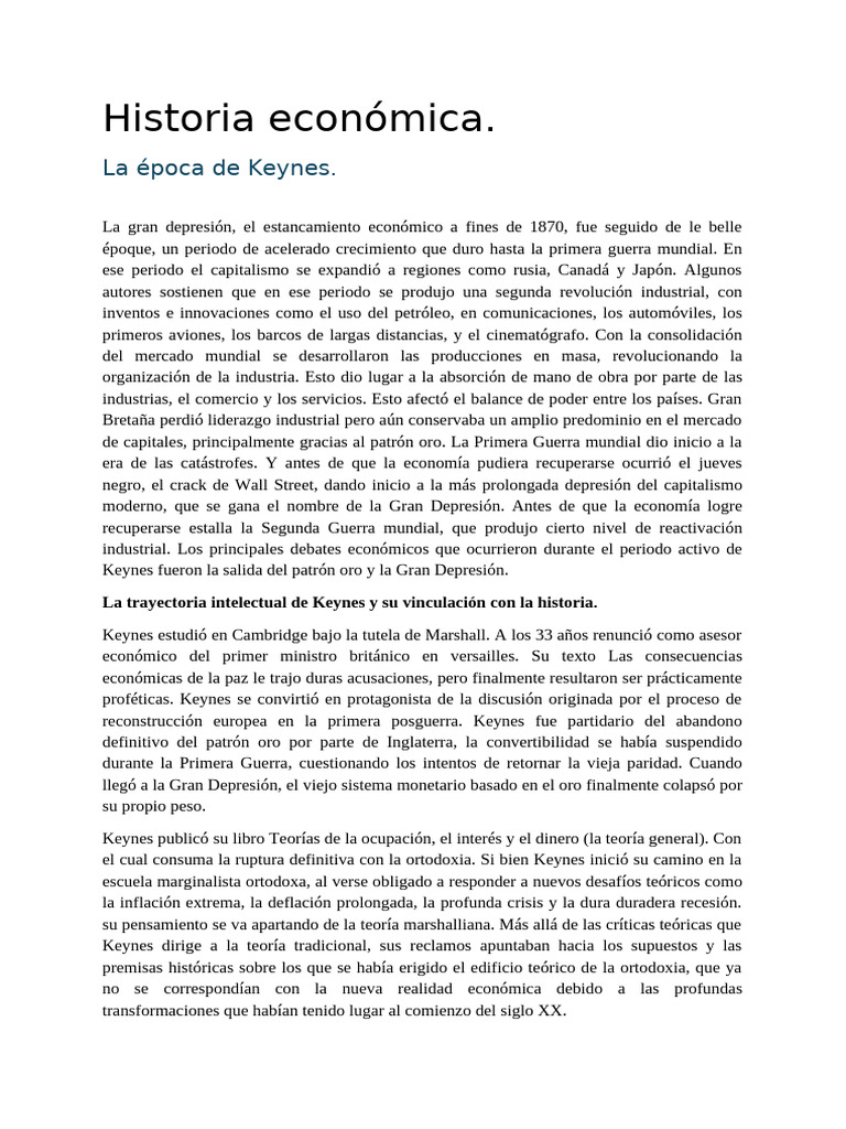 Keynes y la transformación económica moderna | PDF | Capital (economía ...