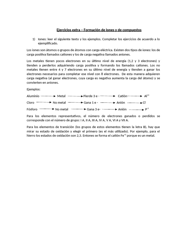Formación de Iones: Cationes y Aniones | PDF