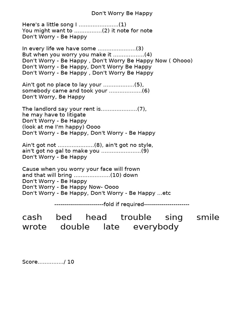 Don't Worry Be Happy Lyrics PDF | PDF