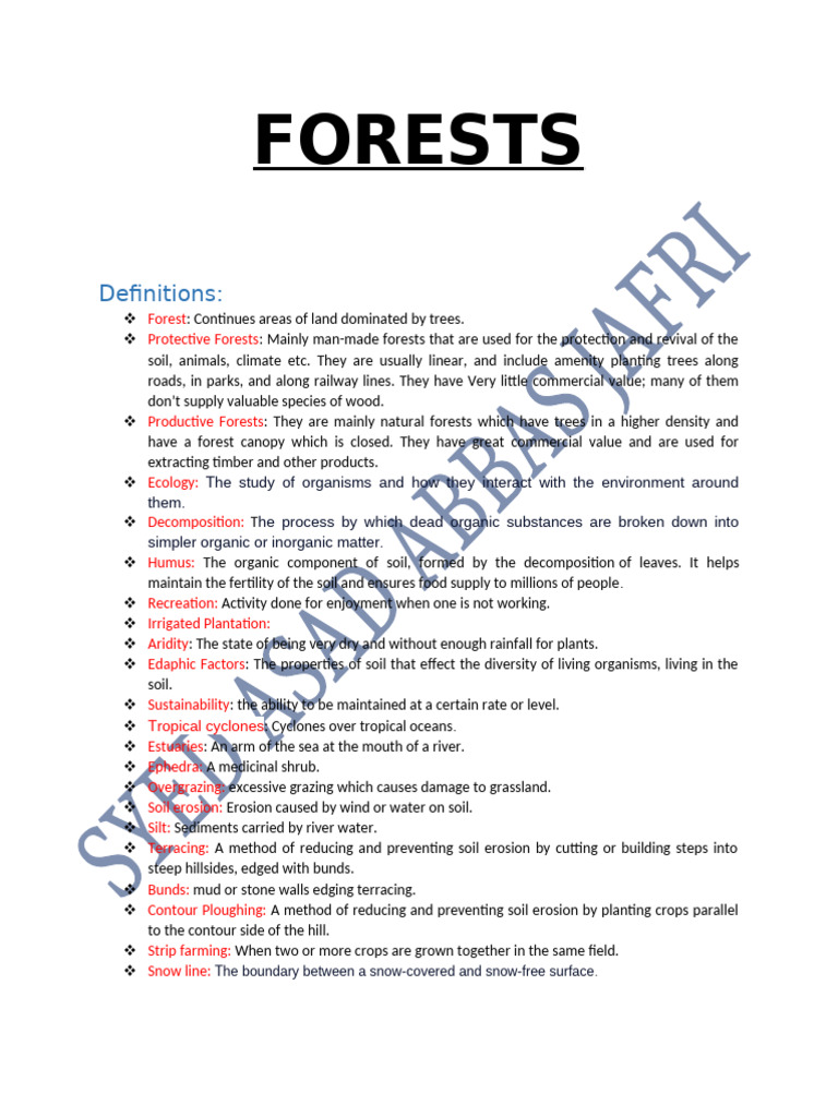 FORESTS Grade 9 Notes | PDF | Deforestation | Soil
