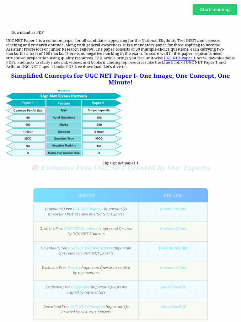 UGC NET Paper 1 - Download PDF Notes & Unit-Wise Study Material | PDF