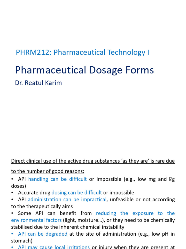Pharmaceutical Dosage Forms Overview | PDF | Tablet (Pharmacy ...
