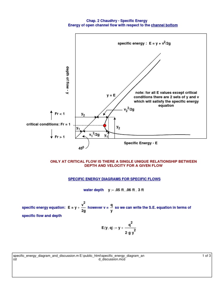 Specific Energy Diagram | PDF | Velocity | Liquids Specific Energy Diagram | PDF | Velocity | Liquids