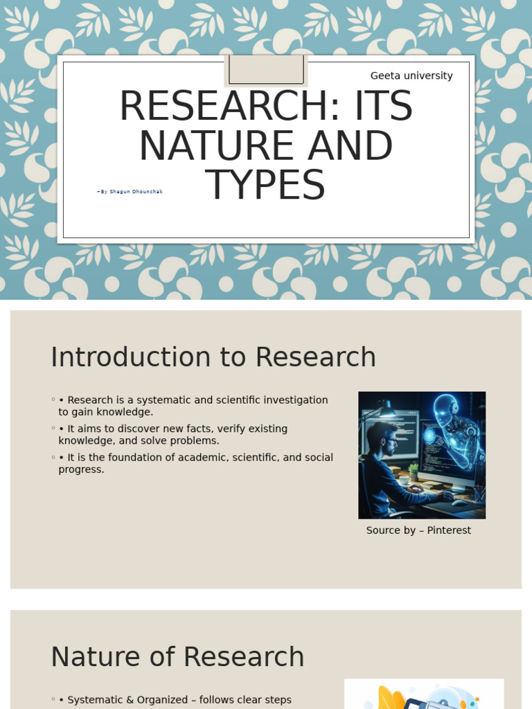 Research Its Nature and Types by Shagun | PDF | Quantitative Research | Knowledge