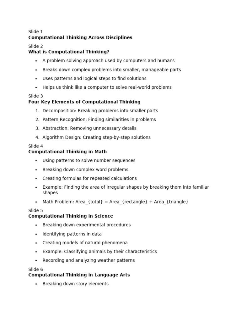 Computational Thinking Across Subjects | PDF | Thought | Data