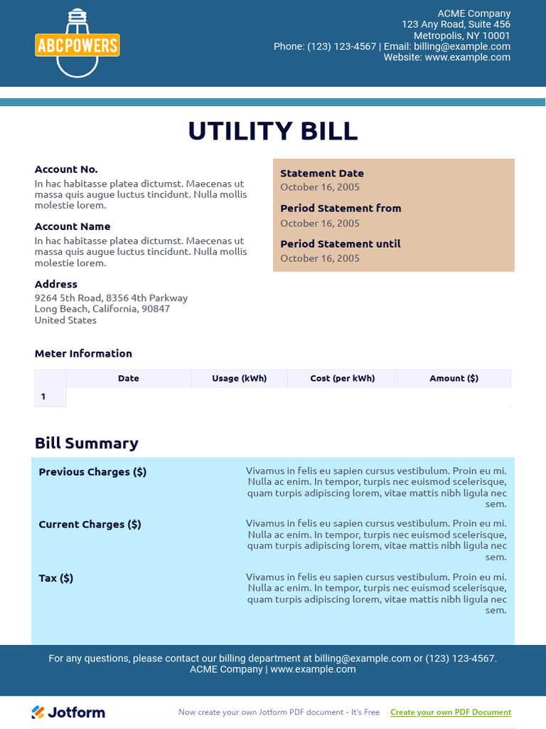 Utility Bill Template | PDF