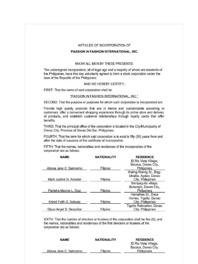 Incorporation Certificate | PDF