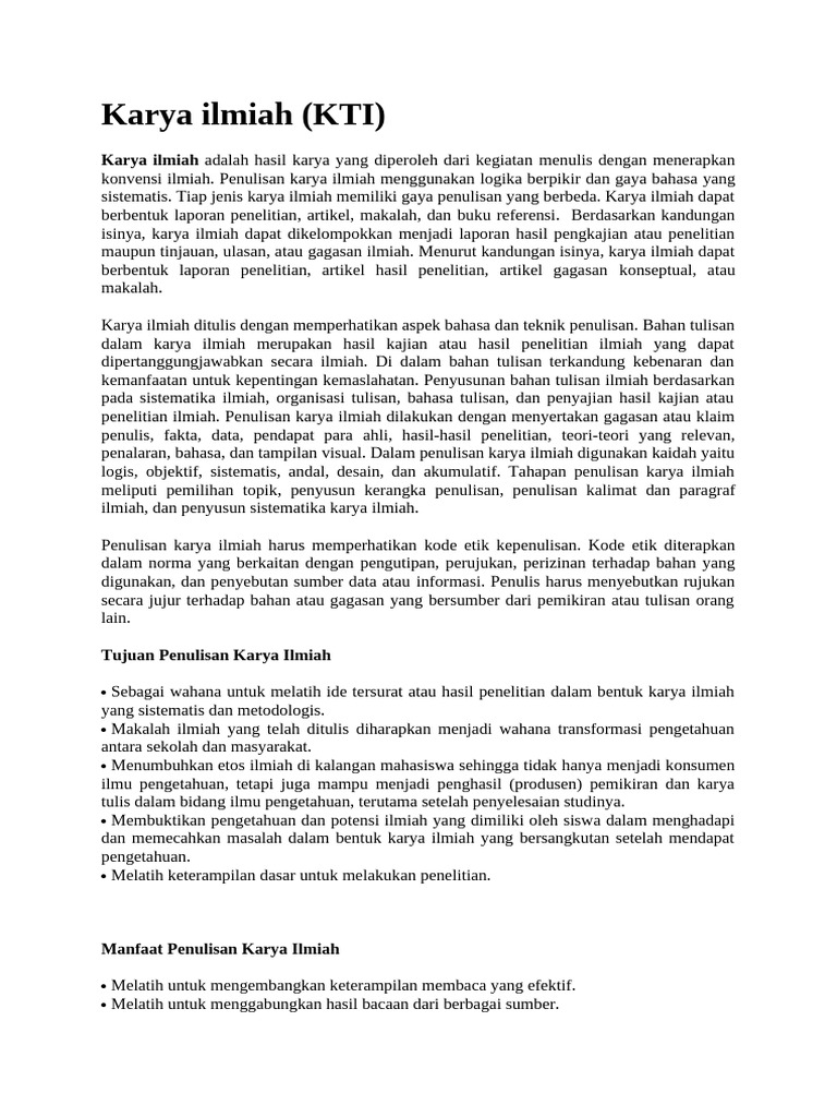 Panduan Lengkap Karya Ilmiah dan Penulisannya | PDF