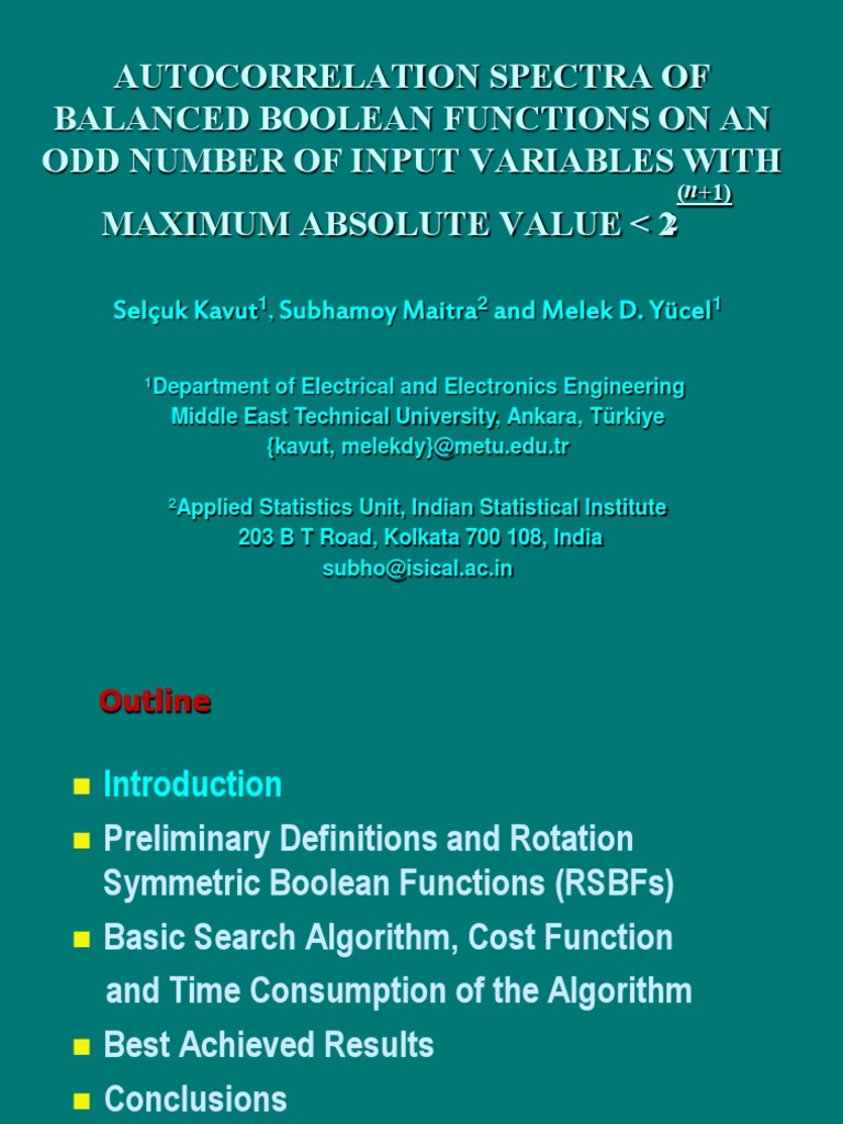 Autocorrelation Spectra of Balanced Boolean Functions On An Odd Number of Input Variables With ...