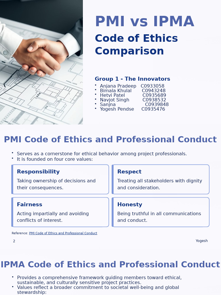 PMI vs IPMA: Ethics Comparison Guide | PDF | Integrity | Sustainability