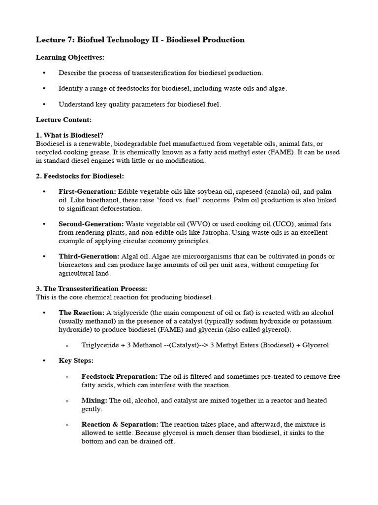 Lecture7_Sustainablity | PDF | Biodiesel | Vegetable Oil