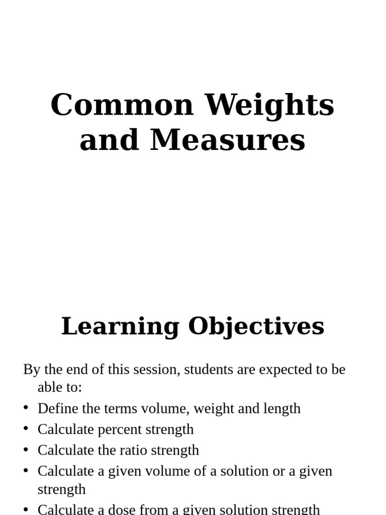SESSION 33 - Common Weights and Measures | PDF | Litre | Kilogram