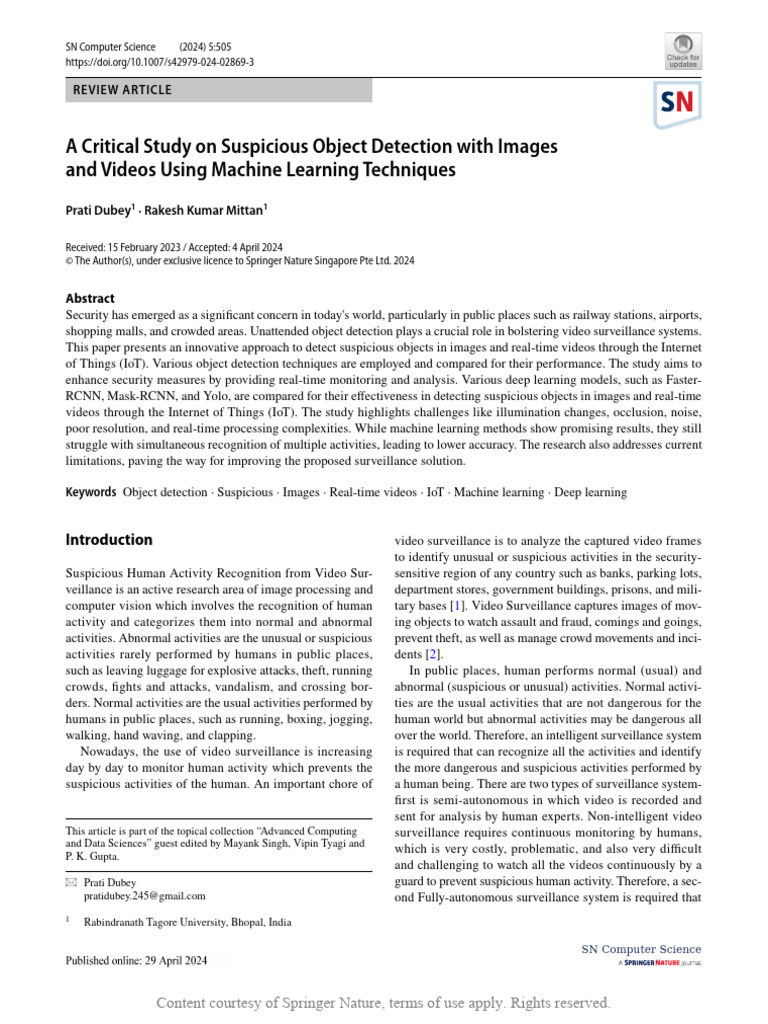 A Critical Study On Suspicious Object Detection Wi | PDF | Deep ...