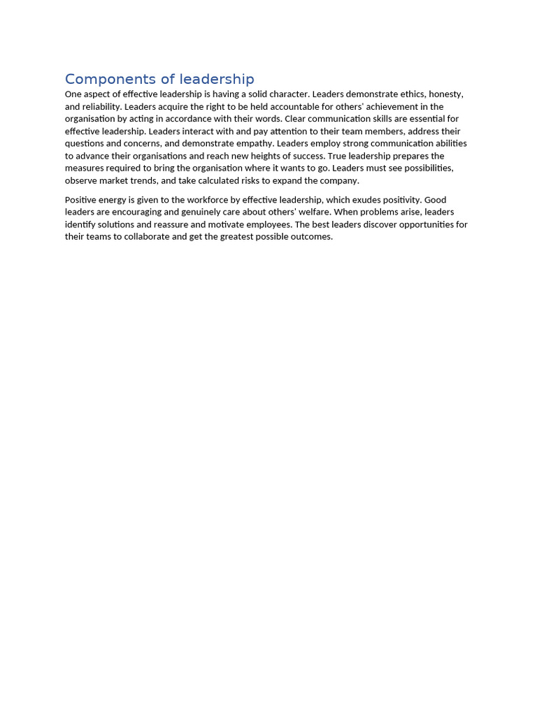 Components of Leadership | PDF