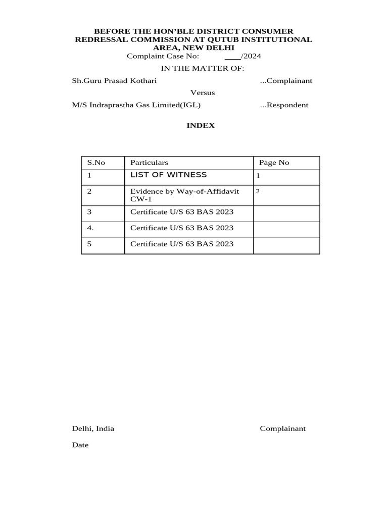 Evidence by Way of Affidavit, List of Witness, Certificate CW 1 | PDF ...