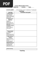 Lesson Observation Form | PDF