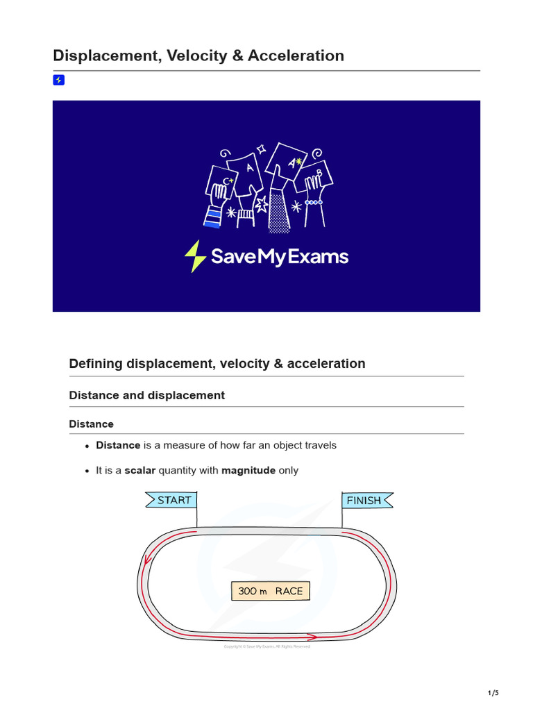 Displacement Velocity Acceleration | PDF | Velocity | Speed