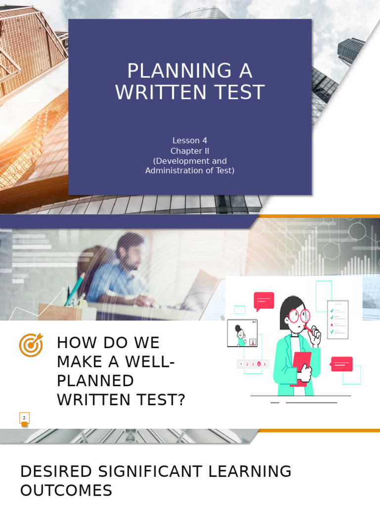 Lesson 4 Chapter 2planning A Written Test | PDF | Educational ...