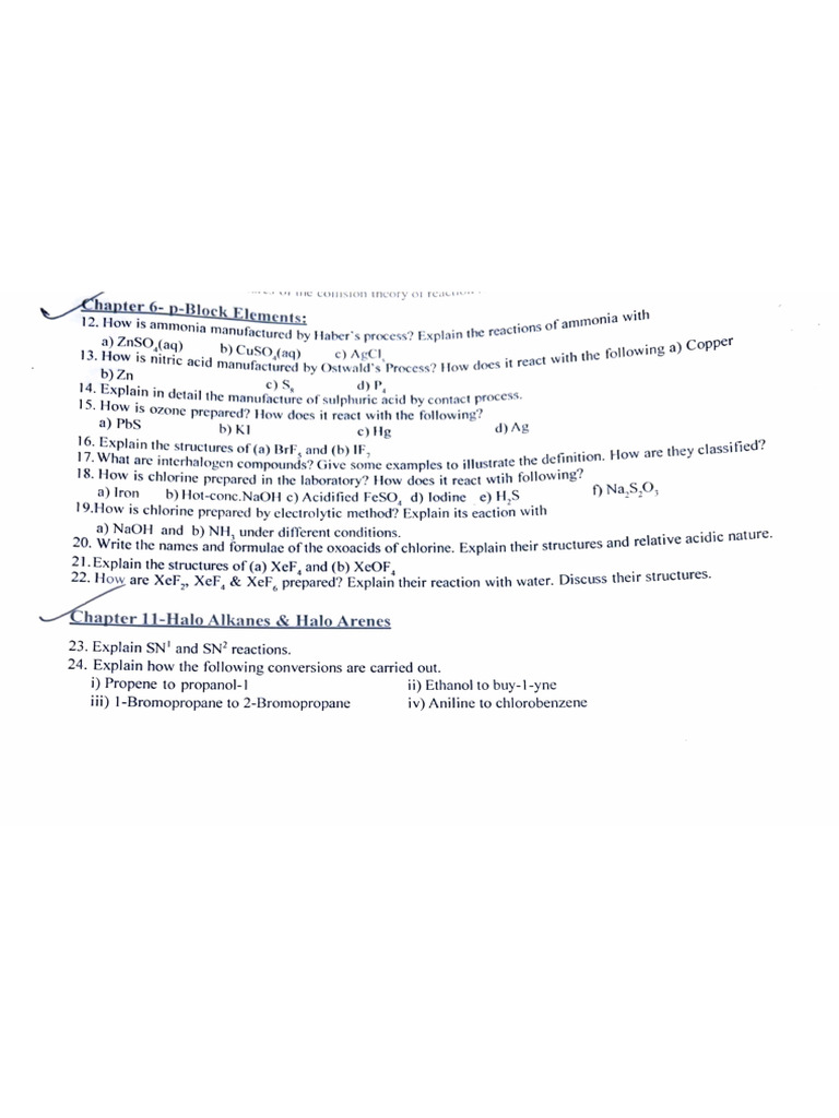 Senior Chemistry Imp Questions | PDF