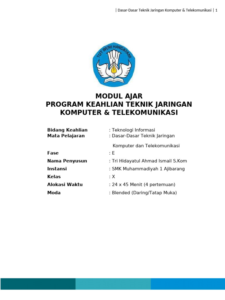 Modul Ajar Dasar-Dasar Teknik Jaringan Komputer Dan Telekomunikasi - Technopreneur - Fase E | PDF