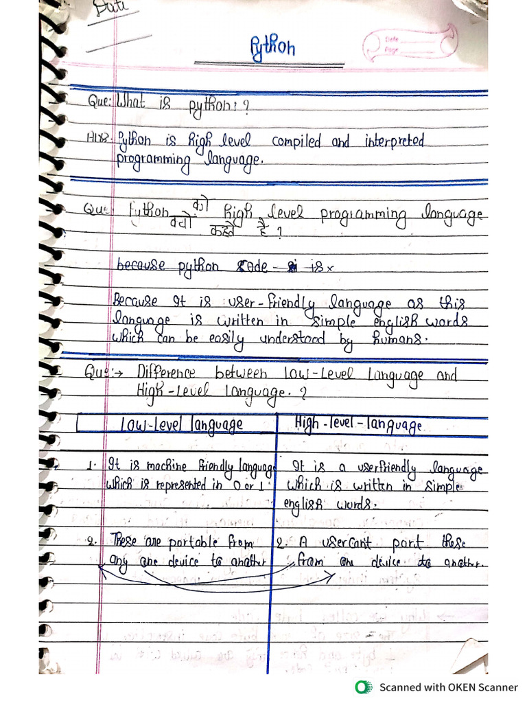 My Handwritten Notes of Python | PDF