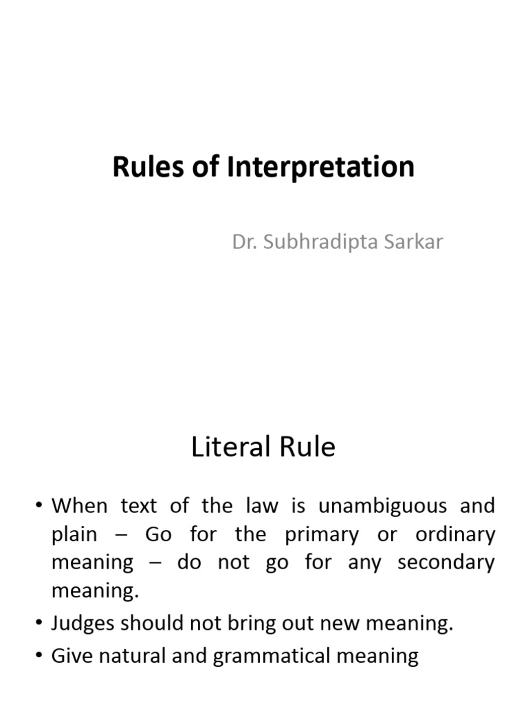 Legal Interpretation Rules Explained | PDF | Plain Meaning Rule ...