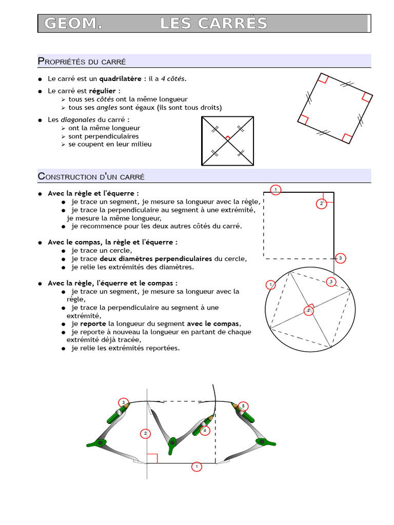PDF Lecons Carre Rectangle | PDF | Formes géométriques | Géométrie